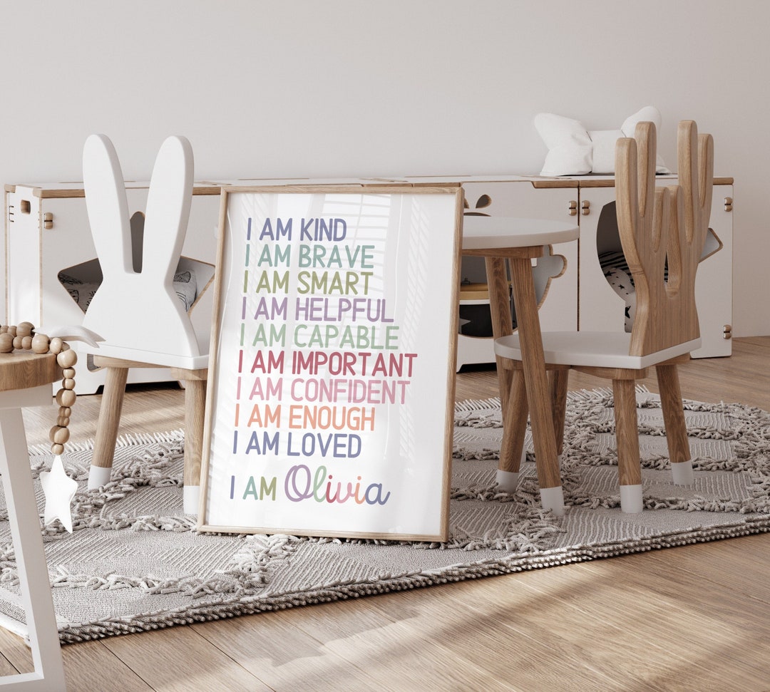 Girls Bedroom Sign Custom Name Poster Rainbow Affirmations - Etsy