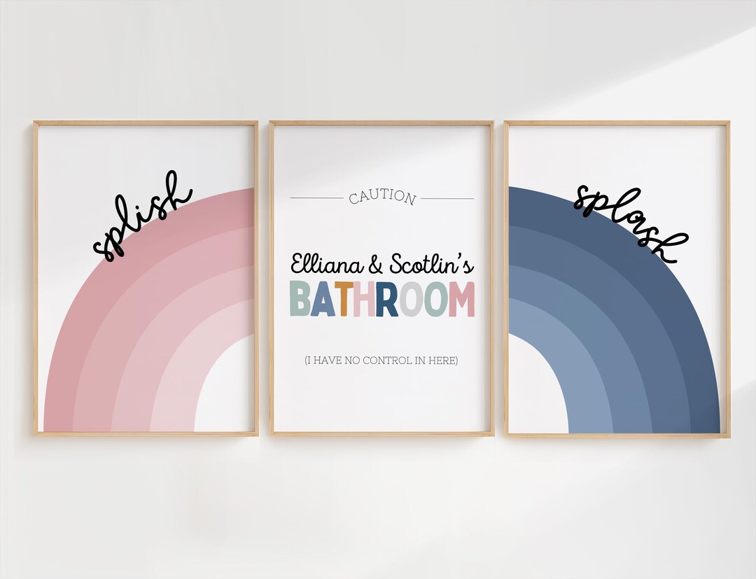 Kids Bathroom Prints: Rainbow Decor, Set of 3, DUTY FREE - Etsy