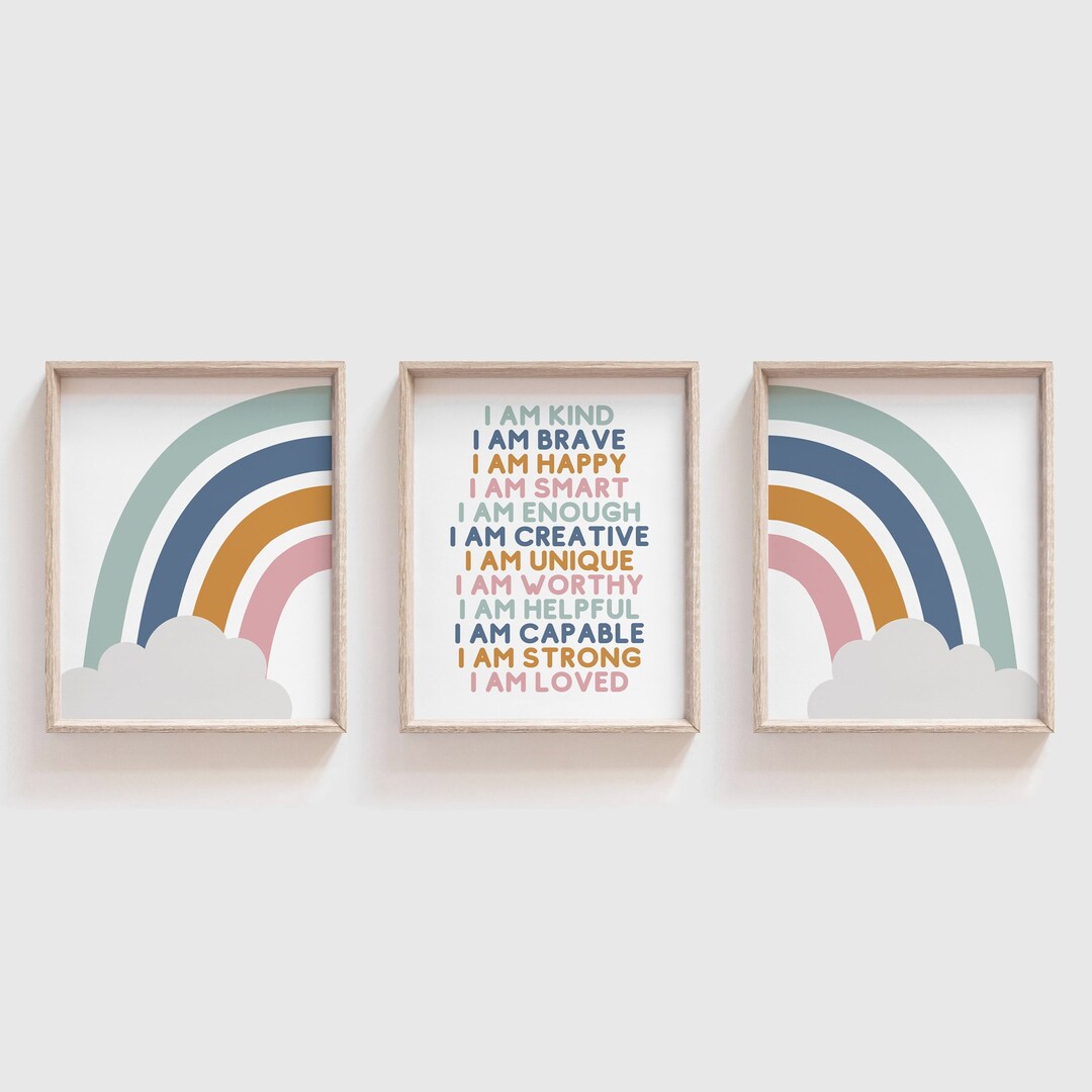 Words of Affirmation Print Set, for Kids, I Am Affirmations, Daily ...