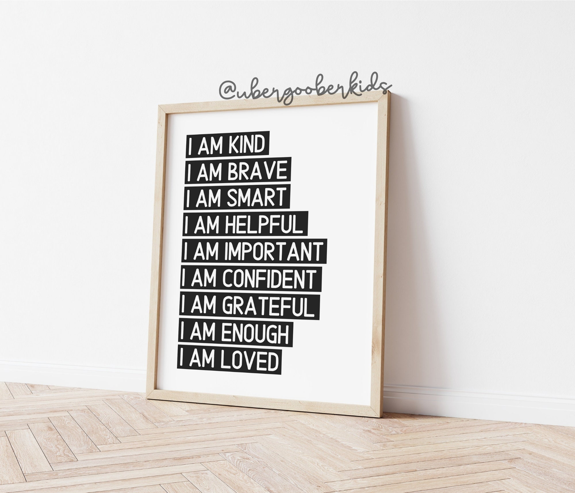 Positive Affirmations for Kids Black and White Motivational - Etsy