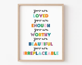 Positive Affirmations for Kids, Classroom Art, Motivational Poster ...