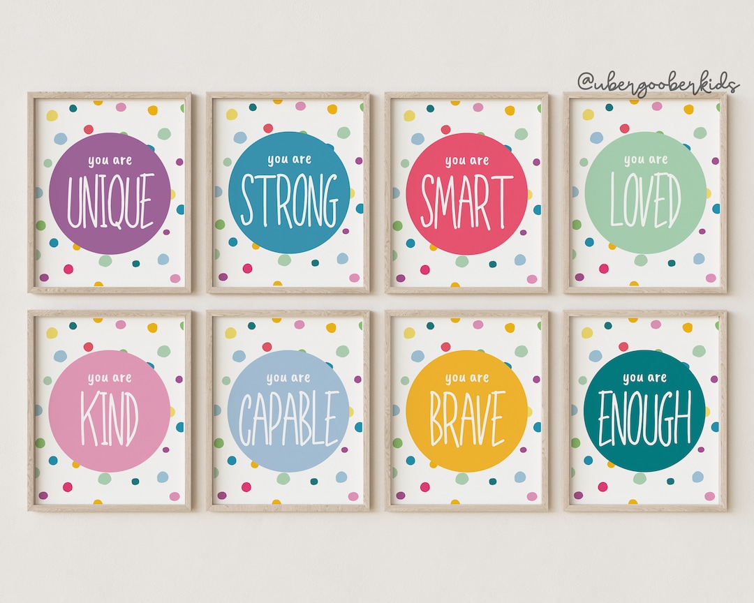 Playroom Wall Art Set, Positive Affirmations for Kids, Playroom Decor ...