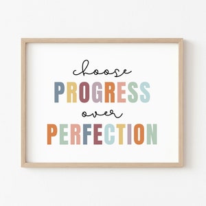 Progress Over Perfection Print, Positive Affirmations for Kids, Home ...