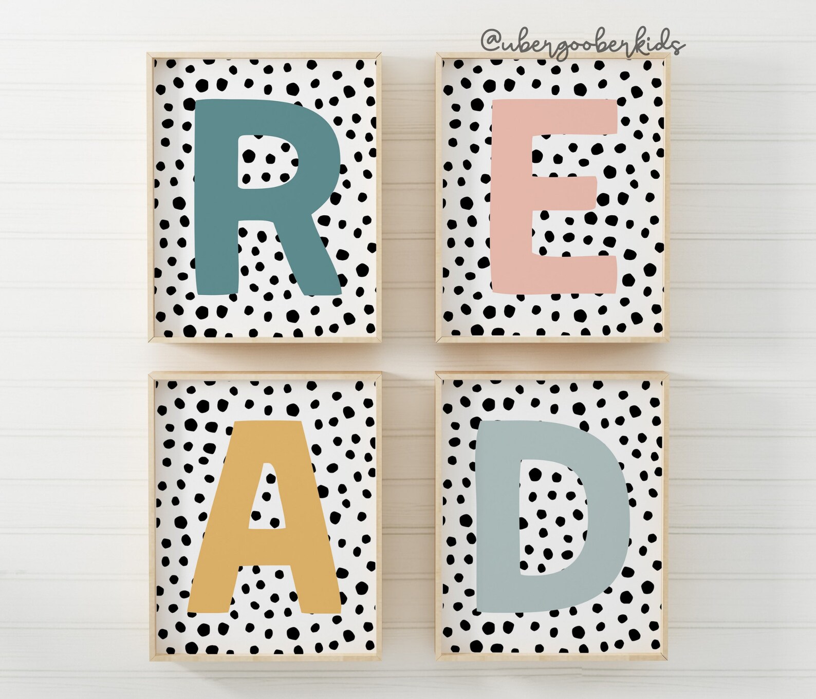 Read Letters Wall Art Set of Four Playroom Wall Decor - Etsy