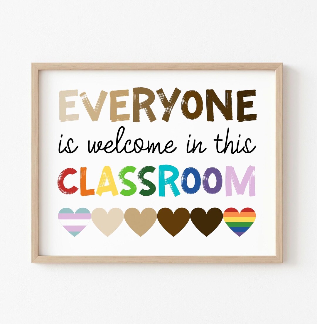 Everyone Welcome Classroom Poster, Printable Wall Art, All Are Welcome ...