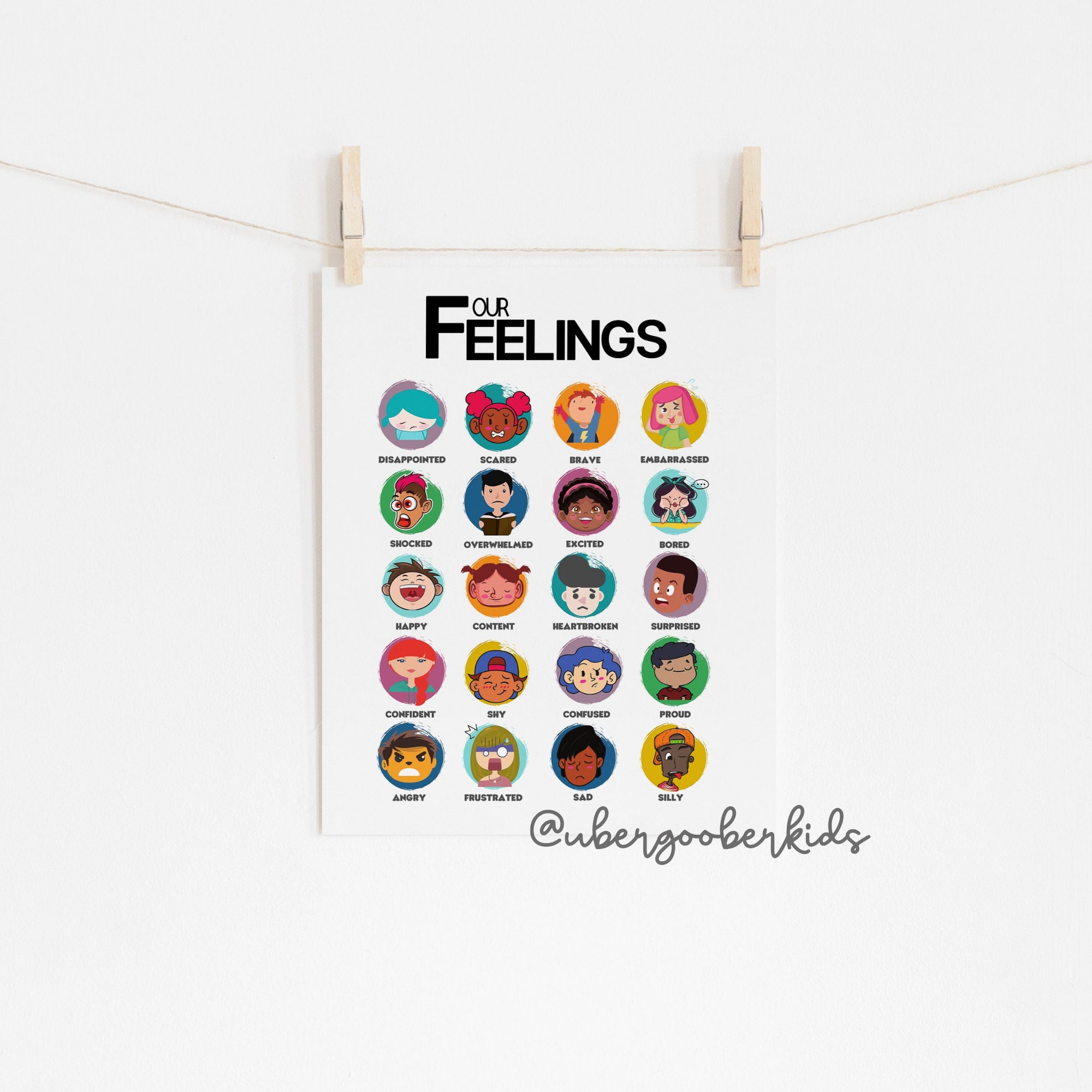 Printable Feelings Chart Diversity Classroom Poster - Etsy