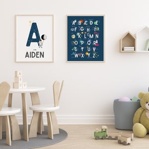 Space Wall Art Set of 2, Space Posters, Space Themed Nursery, Custom ...