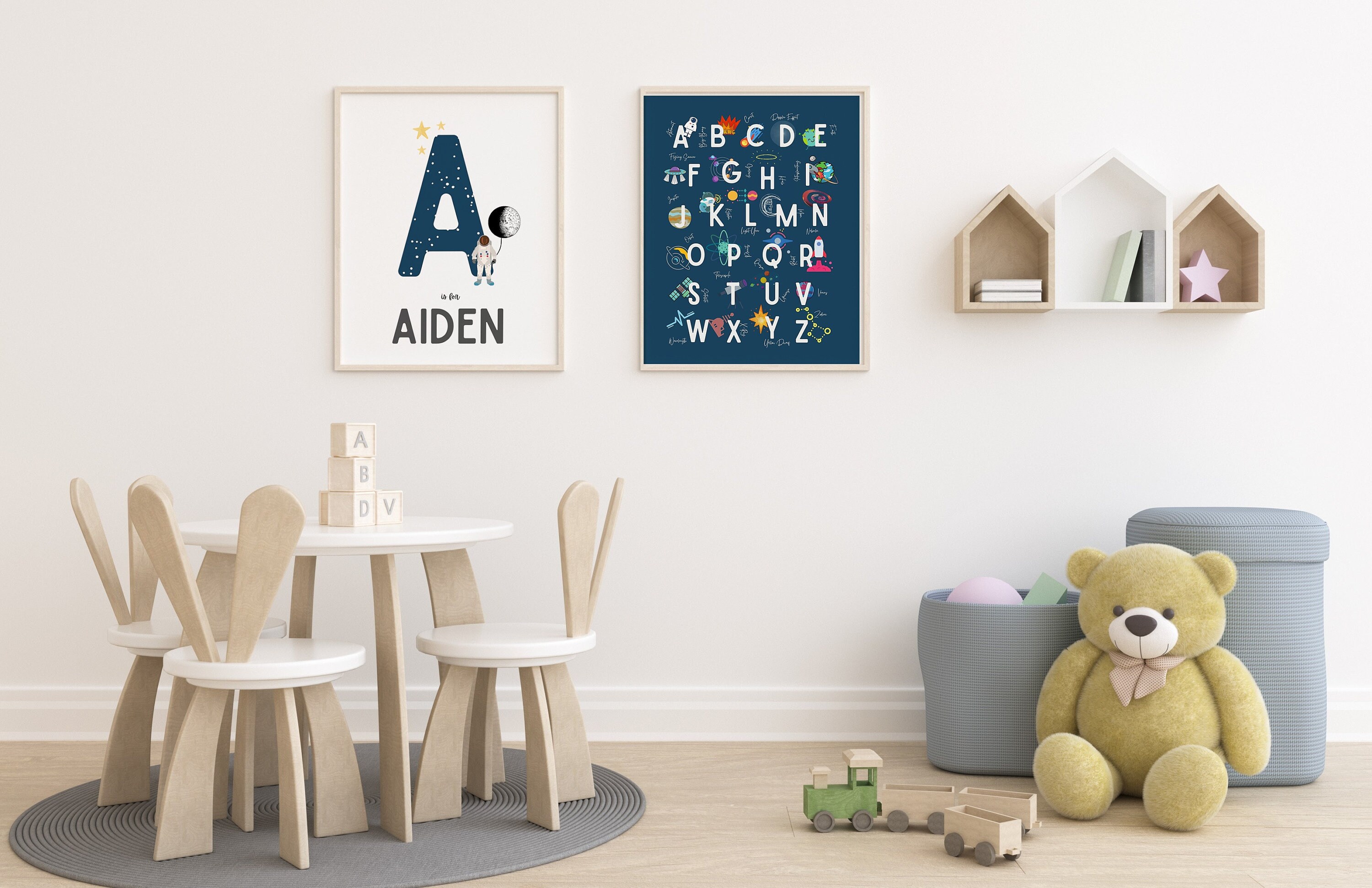 Space Wall Art Set of 2 Space Posters Space Themed Nursery | Etsy