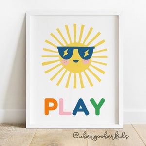 Let's Play All Day Wall Art, Set of Three, Playroom Posters, Daycare ...