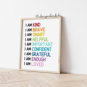 I Am Positive Affirmations for Kids, Homeschooling Art, Motivational ...