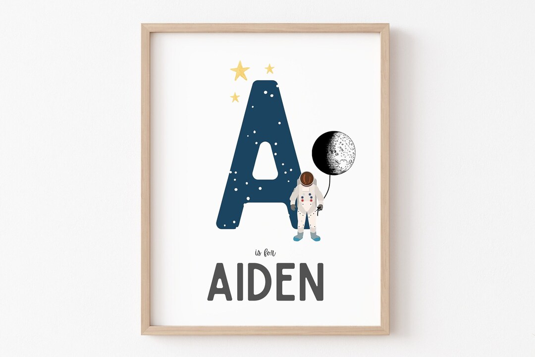 Personalized Letter Name Art, Space Wall Decor, Space Name Print ...