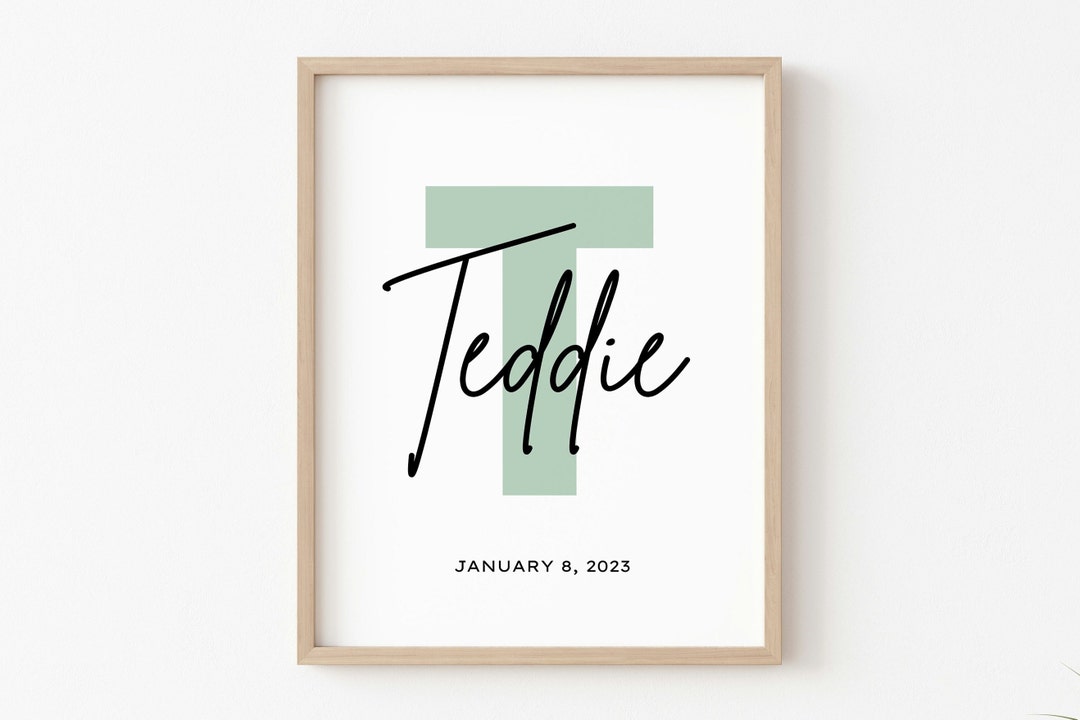 Gender Neutral Baby Name Wall Art, Monogram, Custom Baby Name Art ...