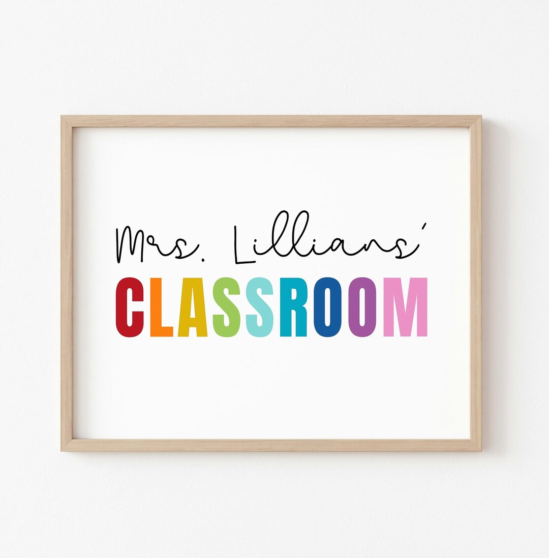 Personalized Classroom Wall Art: Custom Teacher Name Print (digital ...