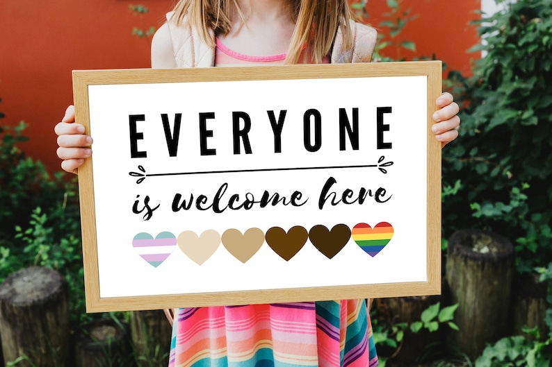 Printable Wall Art Everyone Welcome Diversity Classroom | Etsy