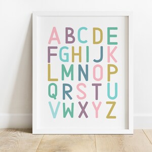 Alphabet and Numbers Print Set, Rainbow Wall Art, Playroom Prints, Set ...