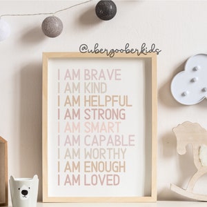 Bathroom Affirmation Print, Kids Bathroom Decor, Positive Affirmations ...
