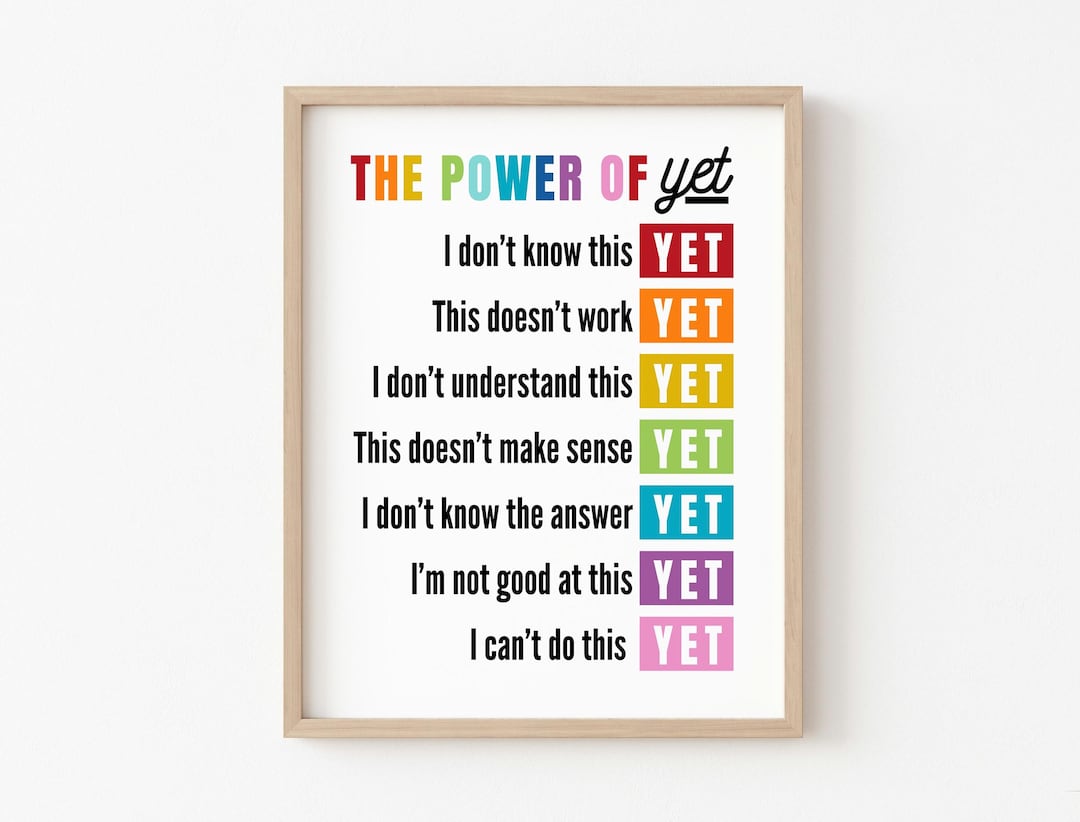 The Power of yet Chart, Kids Positive Affirmations, School Counselor ...