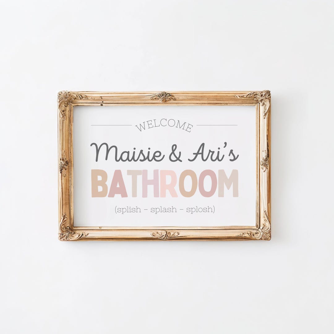 Girls Bathroom Wall Art, Bathroom Wall Prints, Pink Bathroom Sign, Kids ...