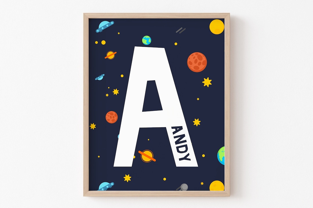 Custom Space Name Print, Personalized Initial Print, Space Wall Art ...