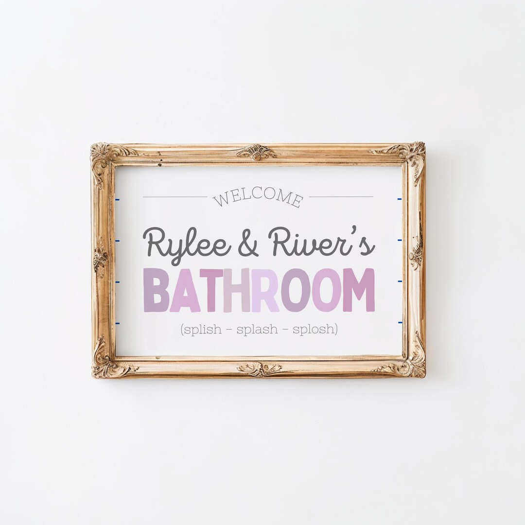 Girls Bathroom Wall Art, Bathroom Wall Prints, Purple Bathroom Sign ...