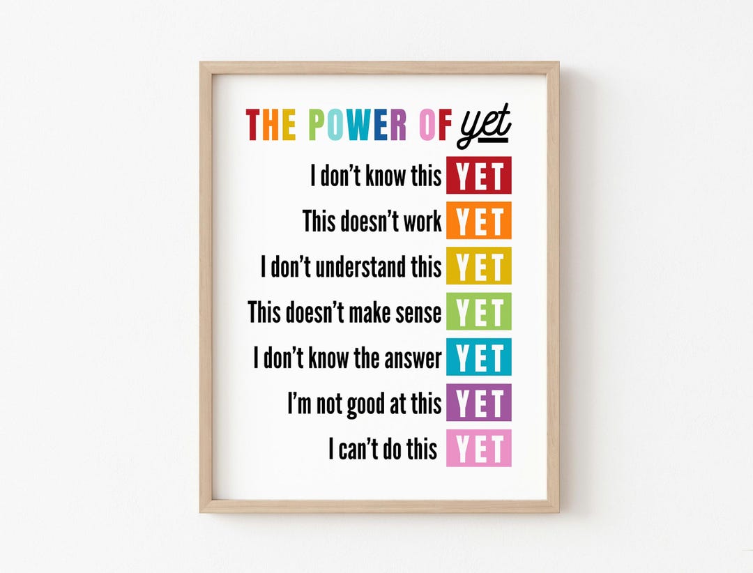 The Power of yet Art Chart, Positive Affirmations for Kids, School ...