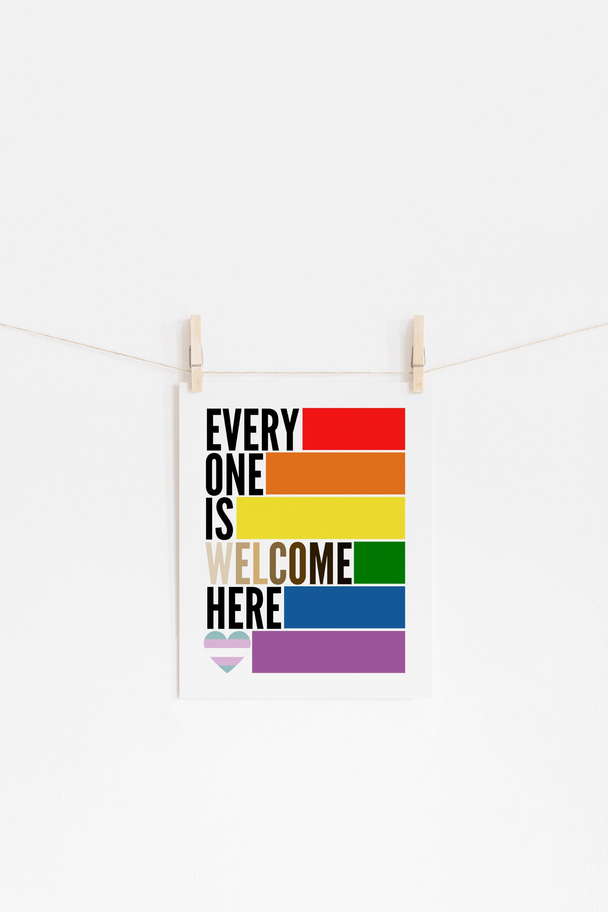 Inclusion Wall Art, Everyone is Welcome Here, Diversity Prints ...