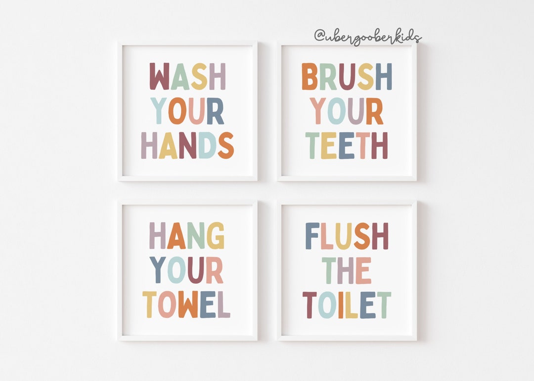 Bathroom Signs for Kids, Bathroom Accessories, Bathroom Art Print ...