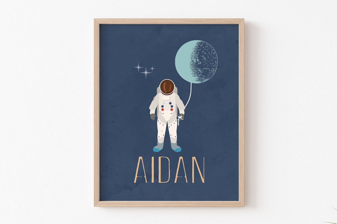 Space Wall Art, Space Name Print, Space Theme Nursery, Baby Name Print ...