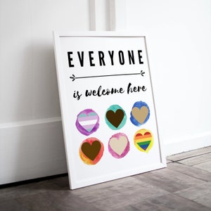 Printable Diversity Poster, Wall Art, Everyone Welcome, Classroom ...