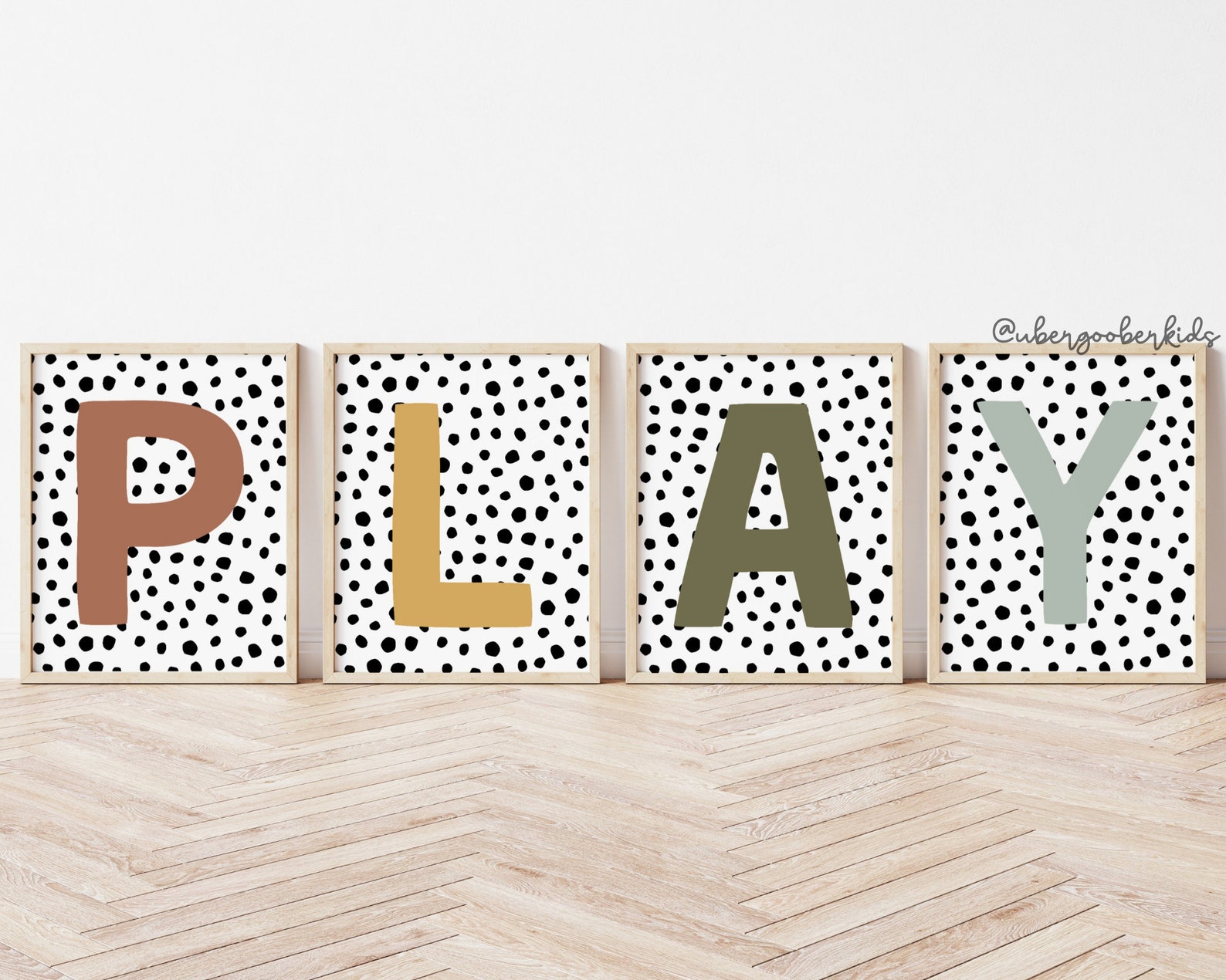 Play Letters Wall Art Set of Four Playroom Wall Decor - Etsy