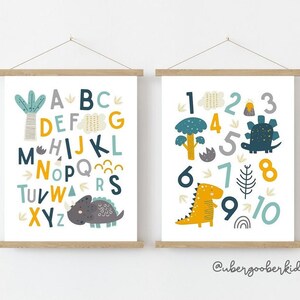 Dinosaur Alphabet Print, Kids Alphabet Poster, Dinosaur Nursery Decor ...
