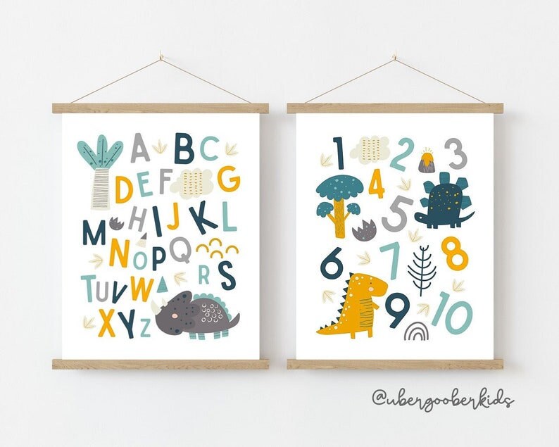 Dinosaur Alphabet Print Kids Alphabet Poster Dinosaur - Etsy