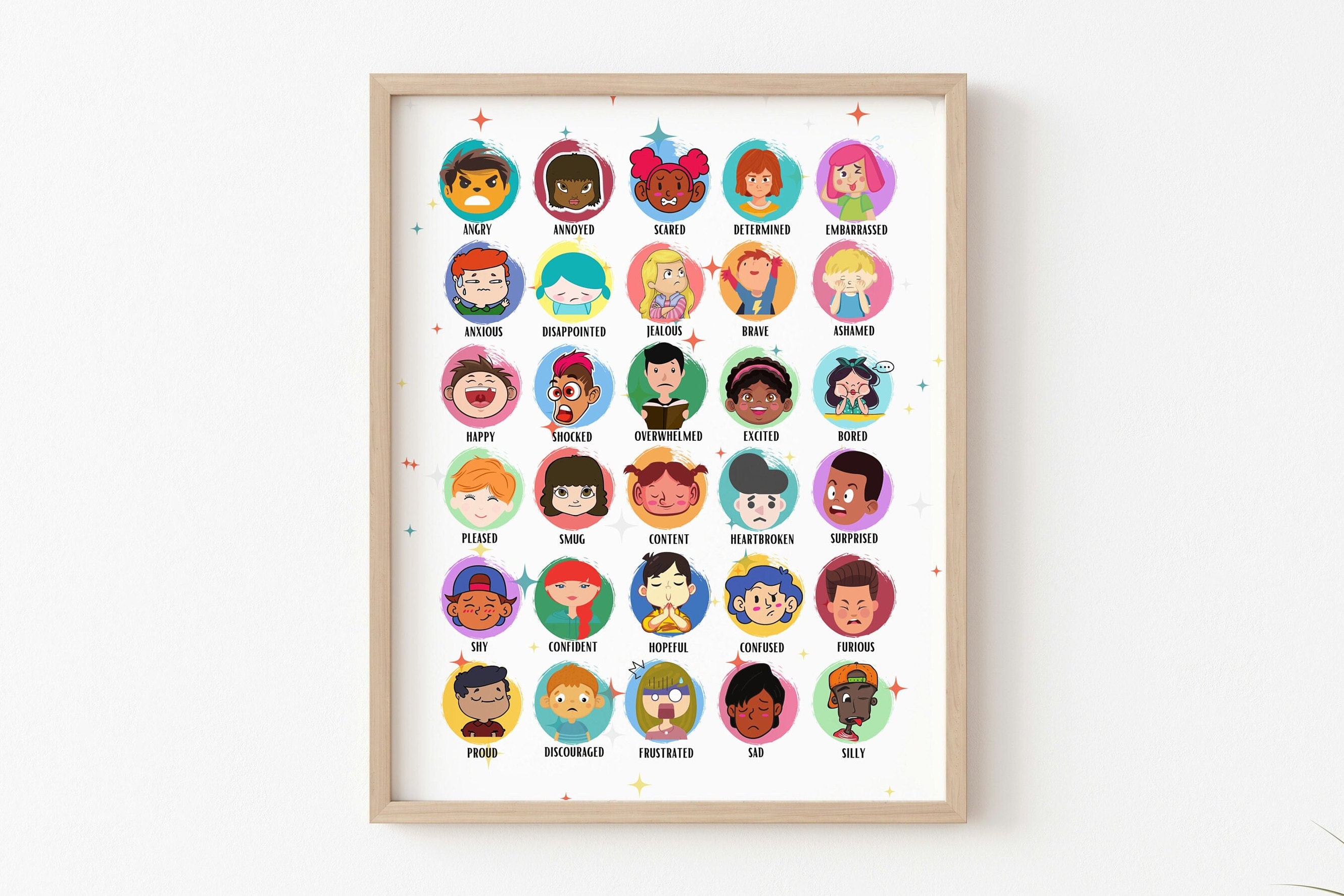 30 Emotions and Feelings Faces, Kids Wall Print, Learning Resource ...