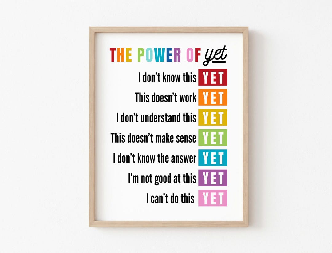 The Power of Yet, Kids Positive Affirmations, Classroom Art ...