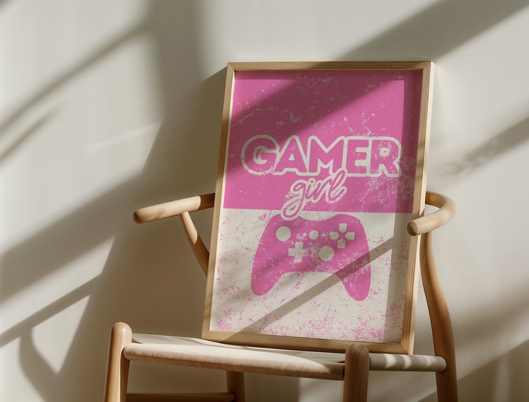 Gamer Girl Wall Art Print | Pink Gaming Decor for Kids Room | Video ...