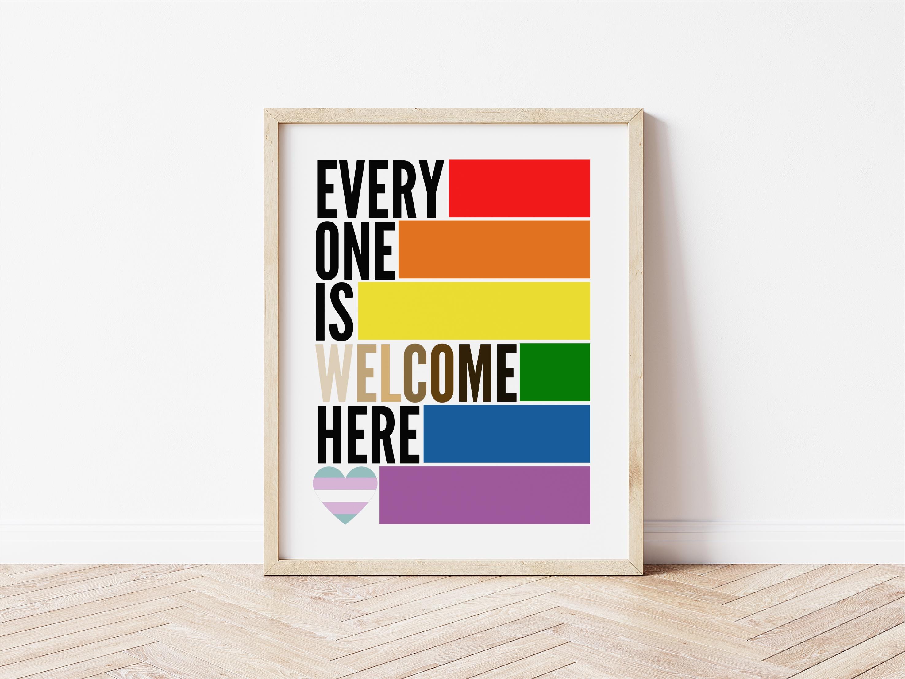 Inclusion Wall Art, Everyone is Welcome Here, Diversity Prints ...