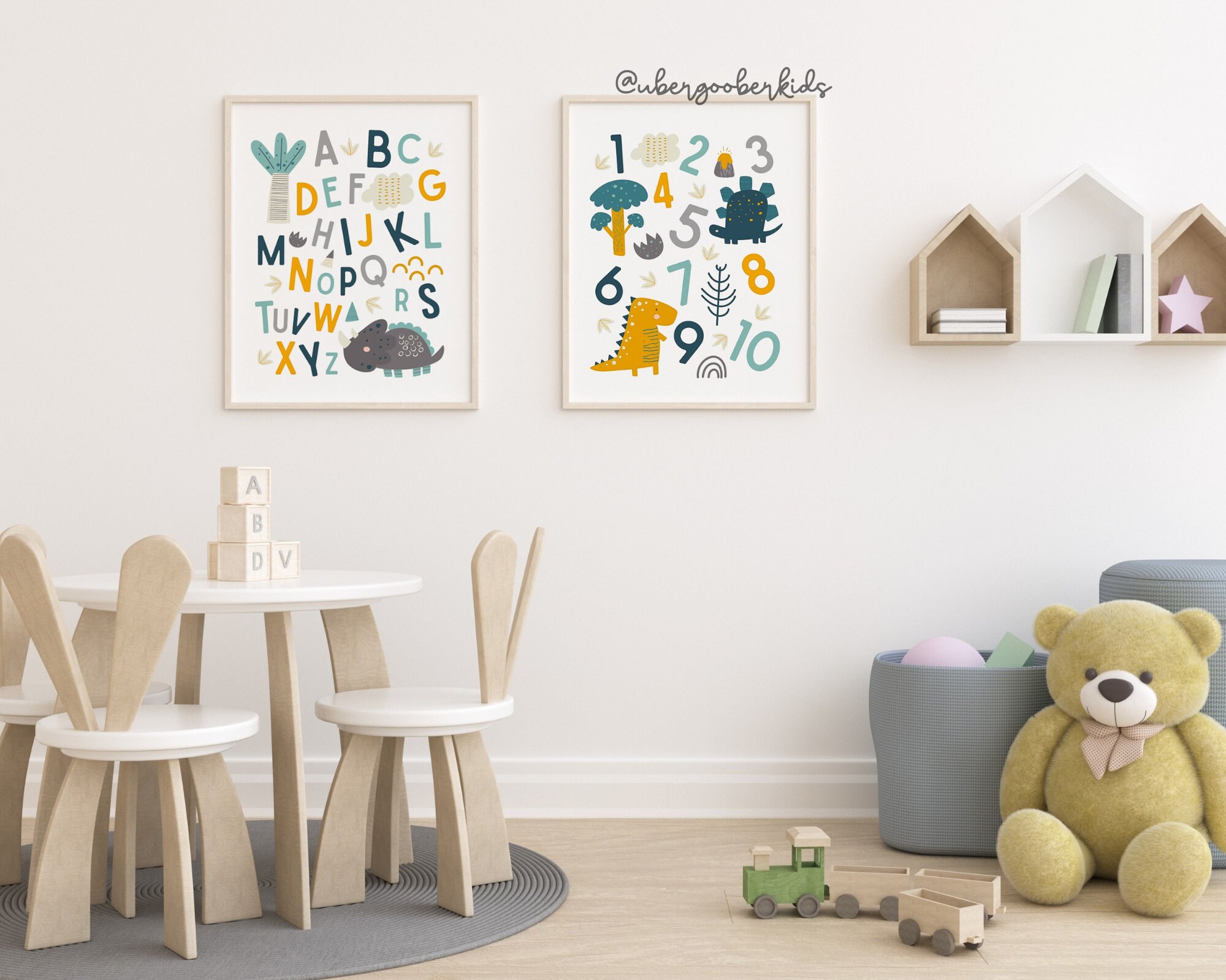 Dinosaur Alphabet and Numbers Set, Kids Wall Print, Kids Posters ...