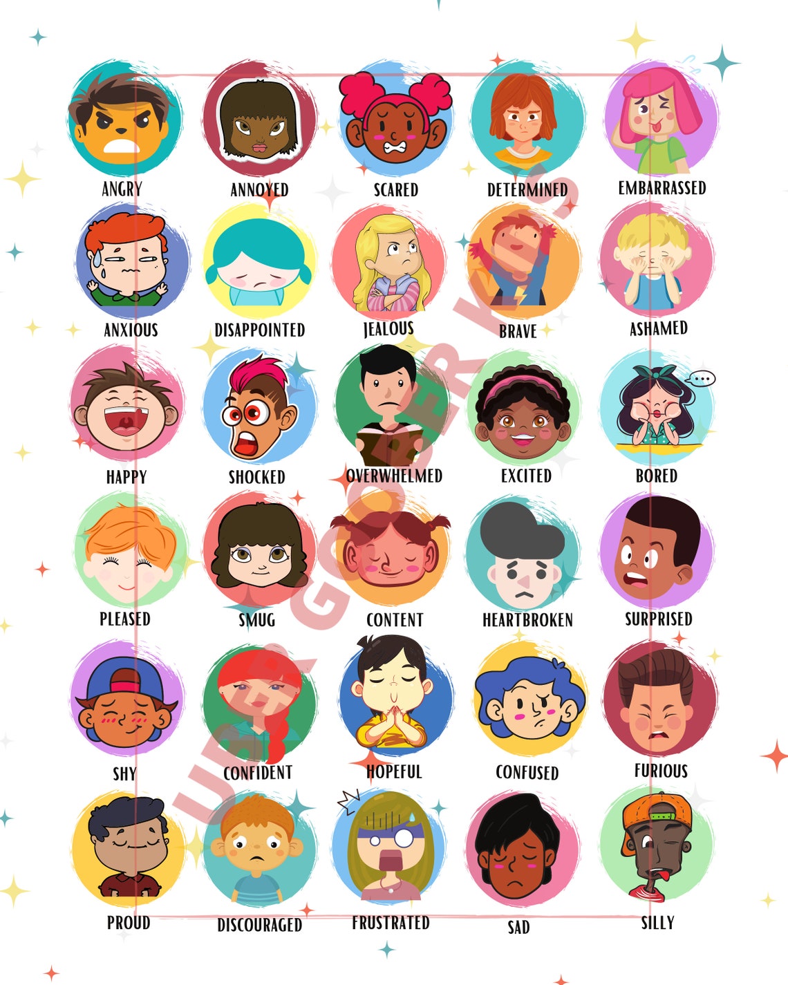 Diversity Printables Bundle Set of 5 Prints Emotions | Etsy