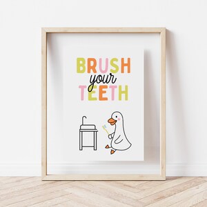 Duck Themed Bathroom Wall Art Set, Wash Your Hands, Brush Your Teeth ...