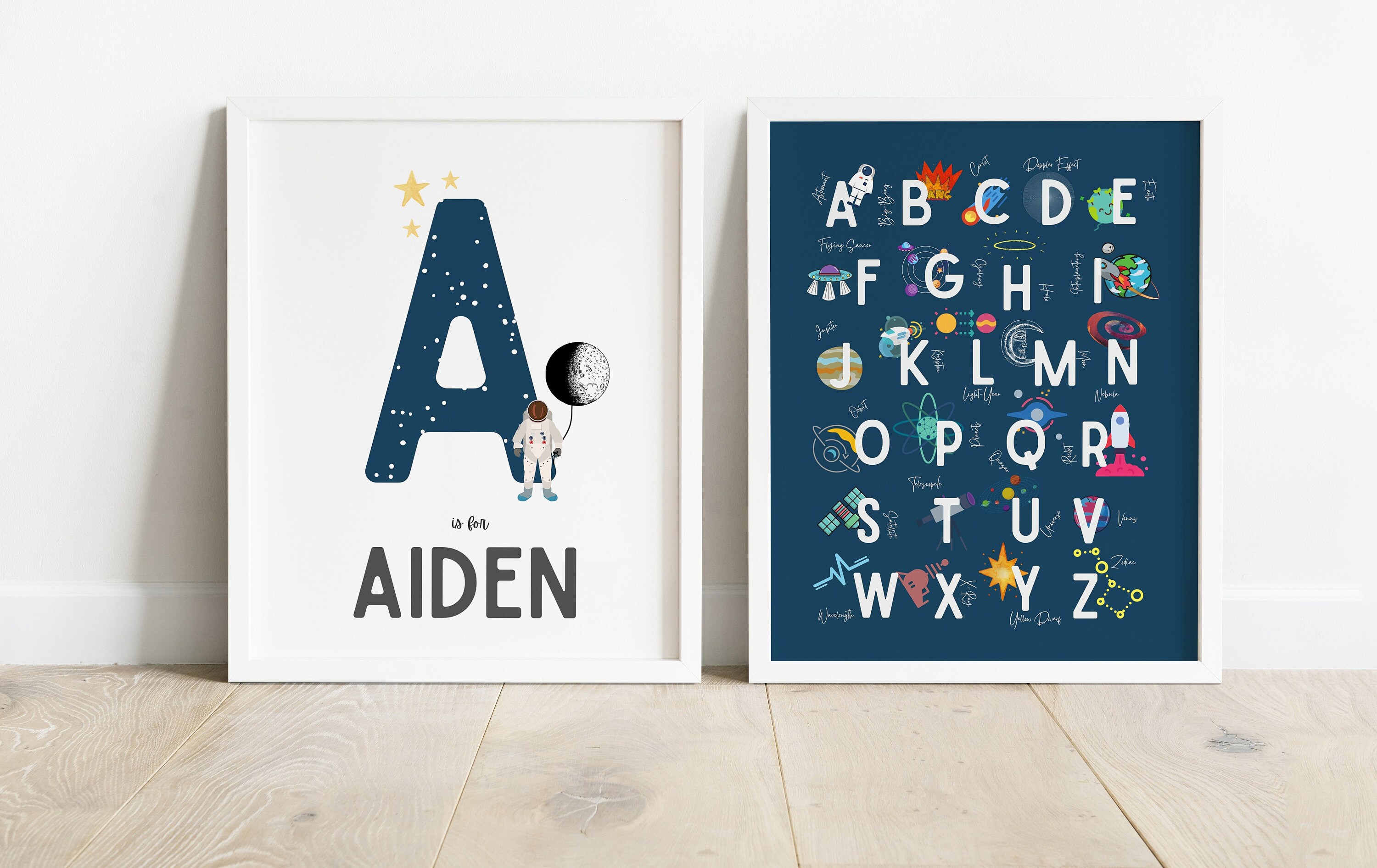 Space Wall Art Set of 2 Space Posters Space Themed Nursery - Etsy