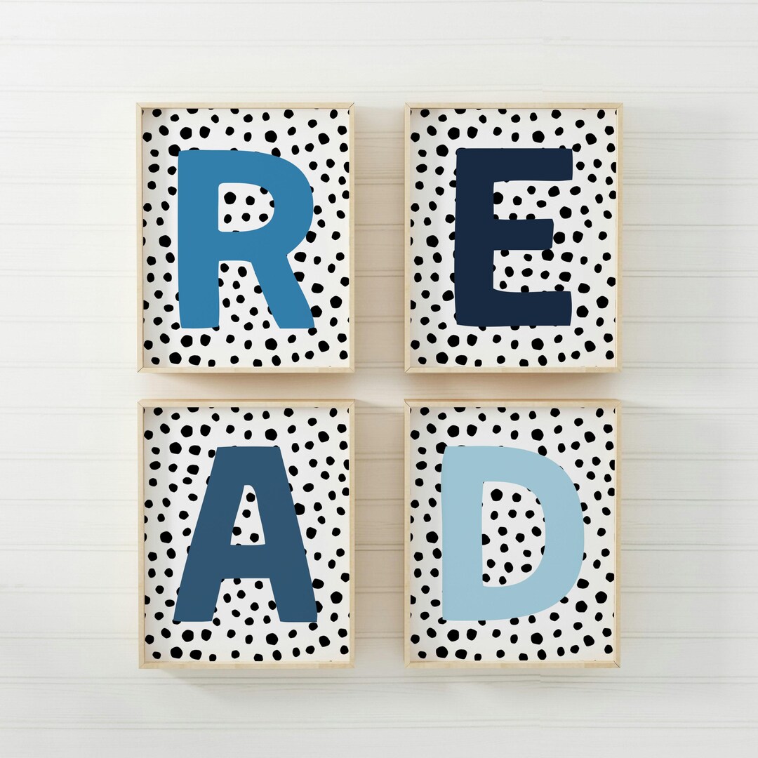 READ Letters Wall Art, Set of Four, Playroom Wall Decor, Playroom ...
