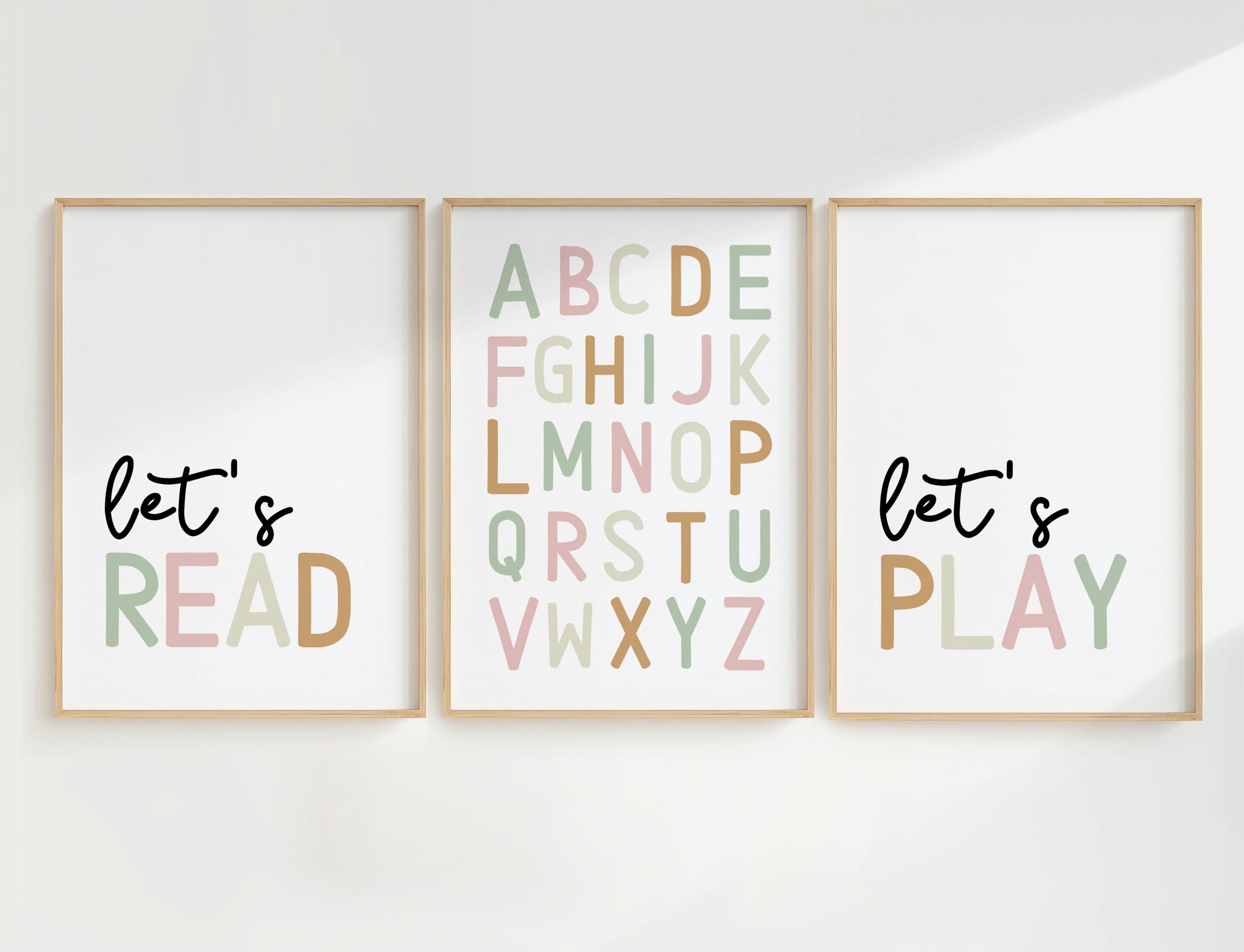 Playroom Wall Art Set, Playroom Posters, Playroom Decor, Neutral, Lets ...