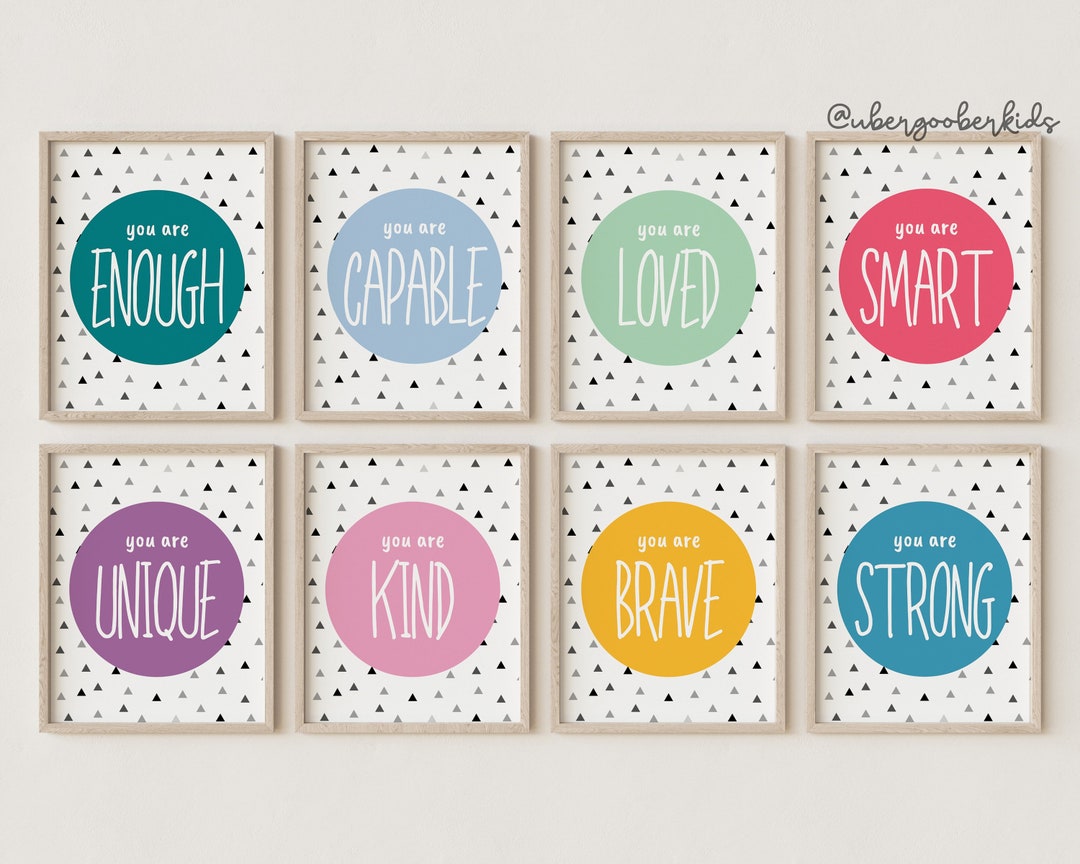 Playroom Wall Art Set, Positive Affirmations for Kids, Playroom Decor ...