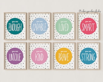 Playroom Wall Art Set Positive Affirmations for Kids | Etsy