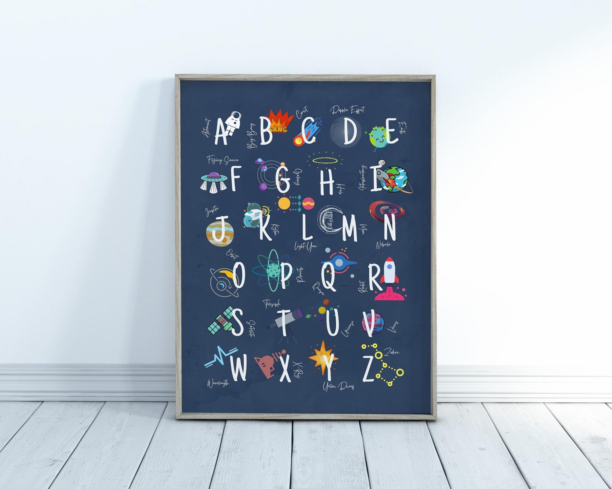 Space Wall Art Set of 3 Custom Alphabet Name Poster Boy - Etsy