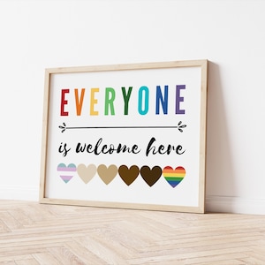 Inclusion Wall Art, Everyone is Welcome Here, Diversity Prints ...