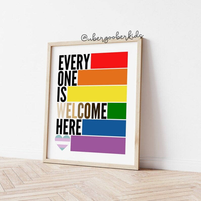 Inclusion Wall Art Everyone is Welcome Here Diversity | Etsy