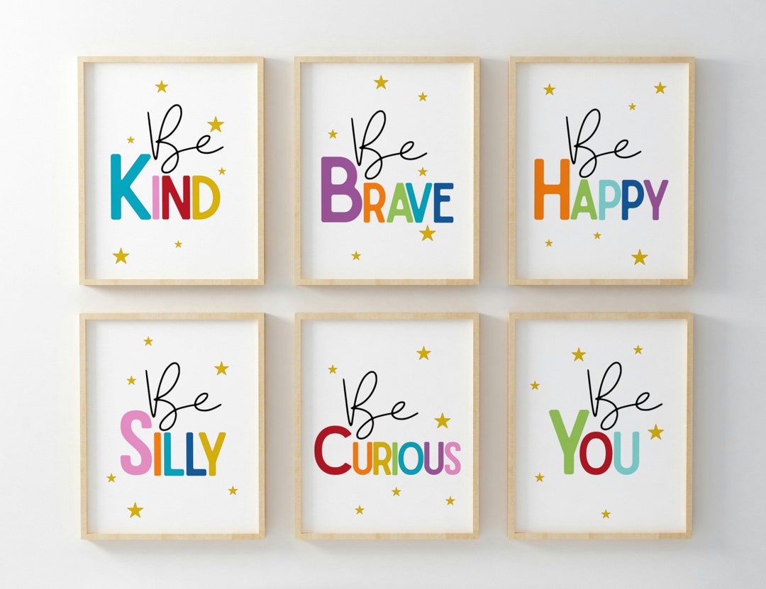 Kids Affirmation Prints, Set of 4, Be You, Be Brave, Be Kind, Be Happy ...