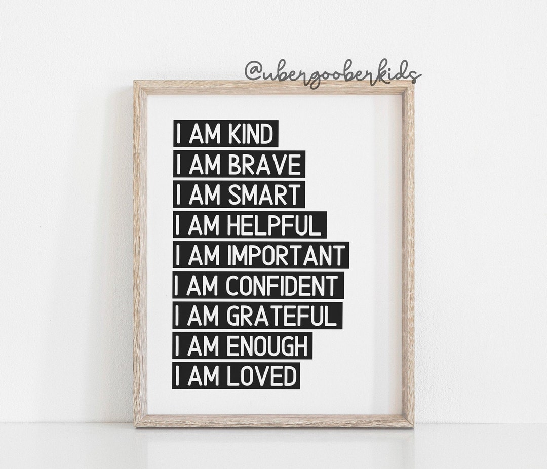 Positive Affirmations for Kids Black and White Motivational - Etsy