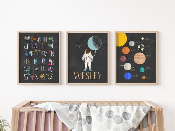 Space Wall Art Set of 3 Printable Space Poster Space Themed | Etsy